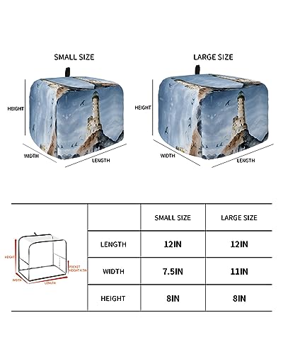 4 Slice Toaster Cover, Bread Machine Cover Lighthouse on An Isolated IslCircling Seagulls Retro Kitchen Appliance Dust Cover with Top Handle Fingerprint Protection Lightweight Kitchen Toaster Cover