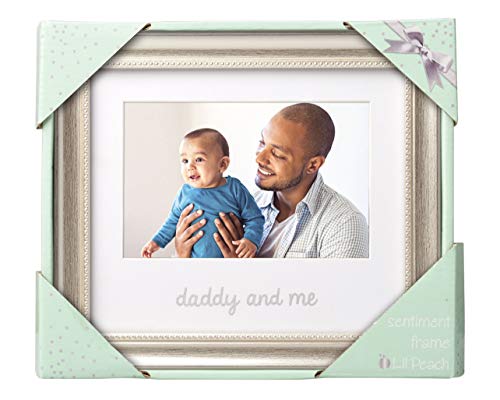Lil Peach Daddy and Me Photo Frame, Newborn Baby Keepsake, Father's Day Gifts, Gender-Neutral Nursery Decor, 4" x 6" Picture Frame, Silver
