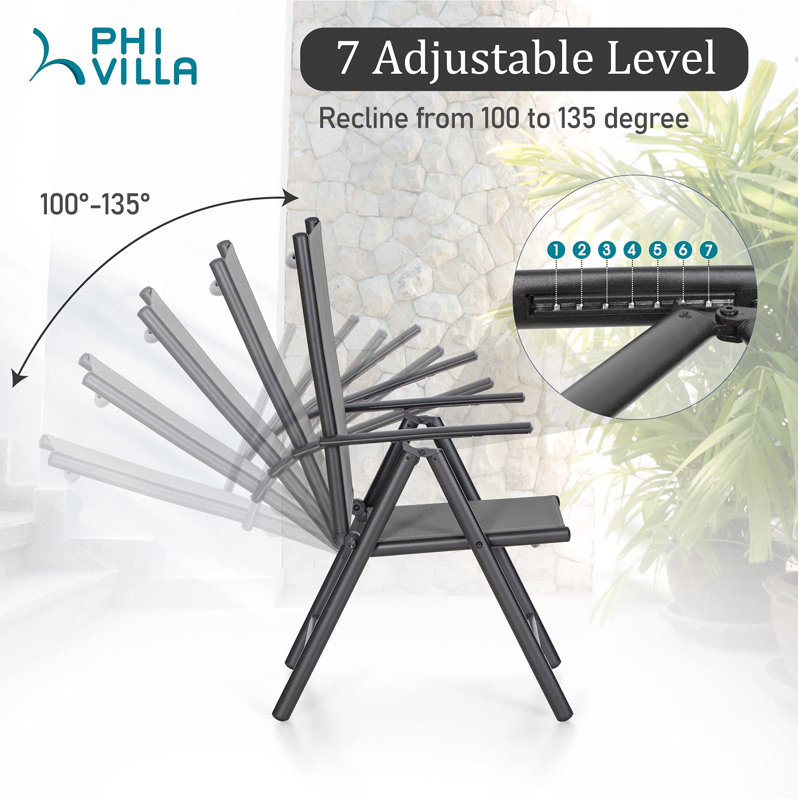 PHI VILLA 7 Piece Outdoor Dining Set with Umbrella, Patio Furniture Dining Set with Foldable Patio Chairs & Outdoor Table for Yard & Garden