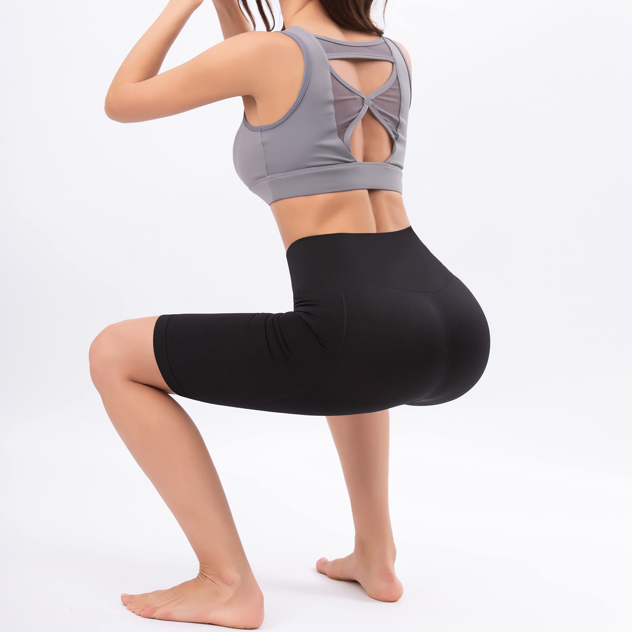 2 Pack Workout Yoga Shorts for Women High Waisted Tummy Control Athletic Workout Shorts (2 Piece) Black