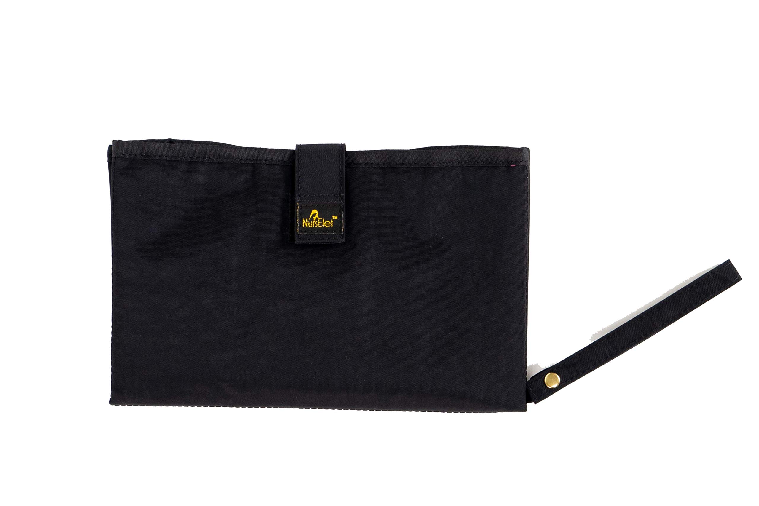 NursElet Baby Diaper Changing Pad, Portable Built-in Pockets Diaper Changing Mat, Compact Wristlet Diaper Clutch, Infant and Toddler Waterproof Diaper Change Pad, Must Have Baby Essential (Black)