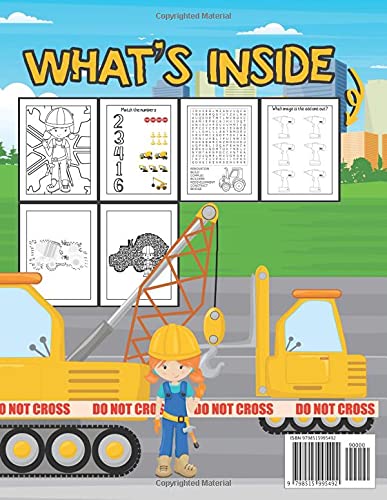 Big Construction Trucks activity book for kids ages 3-8: Construction trucks themed gift for Kids ages 3 and up