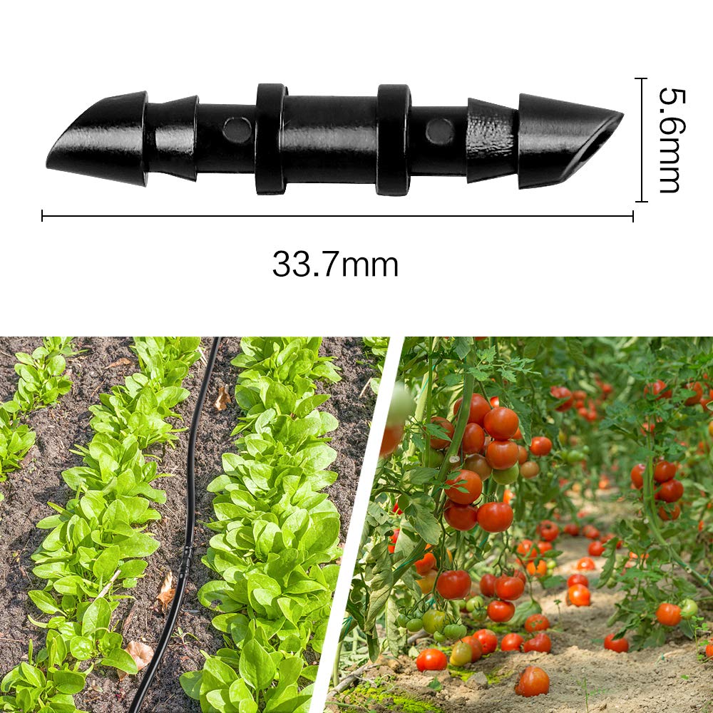 iMopo 70 Pack Drip Irrigation Universal 1/4" Barbed Coupling Fitting, Barbed Connectors for 1/4" Drip Tubing