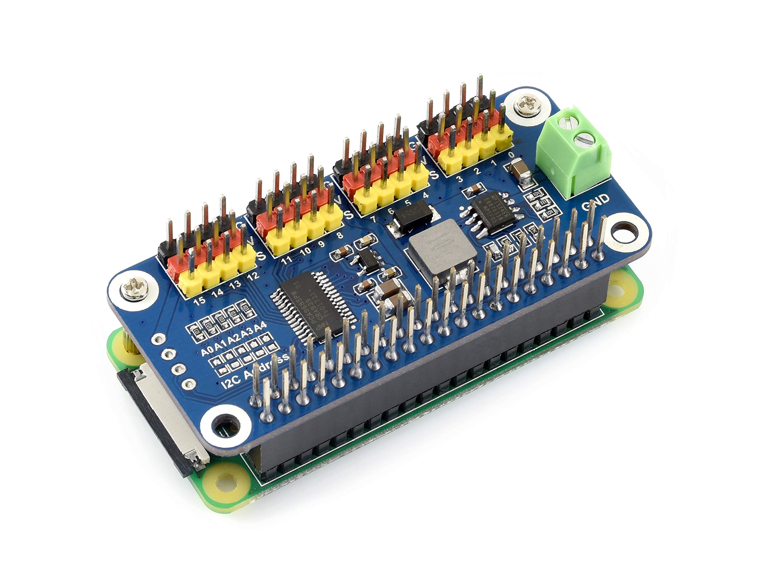 Servo Driver HAT Board for Raspberry Pi Zero/Zero W/Zero WH/2B/3B/3B+ 16-Channel Servo/PWM Outputs with I2C Interface Used for Controlling Robotic Arm or Hexapod Walker