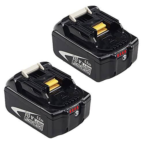 2 Packs 18 Volt 6.0Ah Lithium BL1860B Replacement Battery Compatible with Makita 18V Battery LXT BL1815 BL1820 BL1830 BL1840 BL1845 BL1850 with LED Inidcator