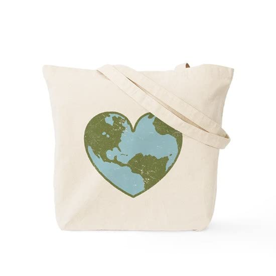CafePress Earth Love Tote Bag Natural Canvas Tote Bag, Reusable Shopping Bag