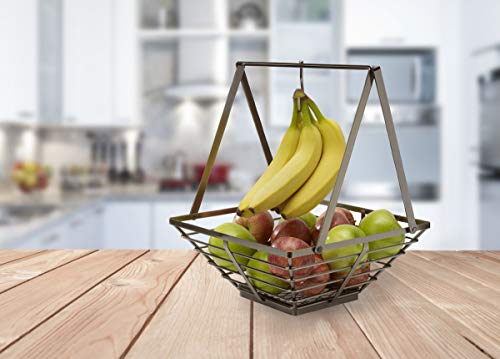Gourmet Basics by Mikasa Rustic Basket with Banana Hook, One Size, Brass