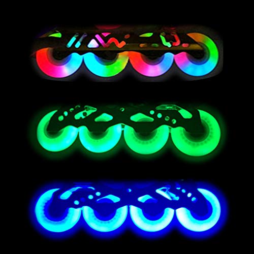 Gaweb Skating Shoes Wheels,4Pcs 76/80mm Skating LED Luminous Flashing Inline Roller Skates Shoes Wheels Green 80mm