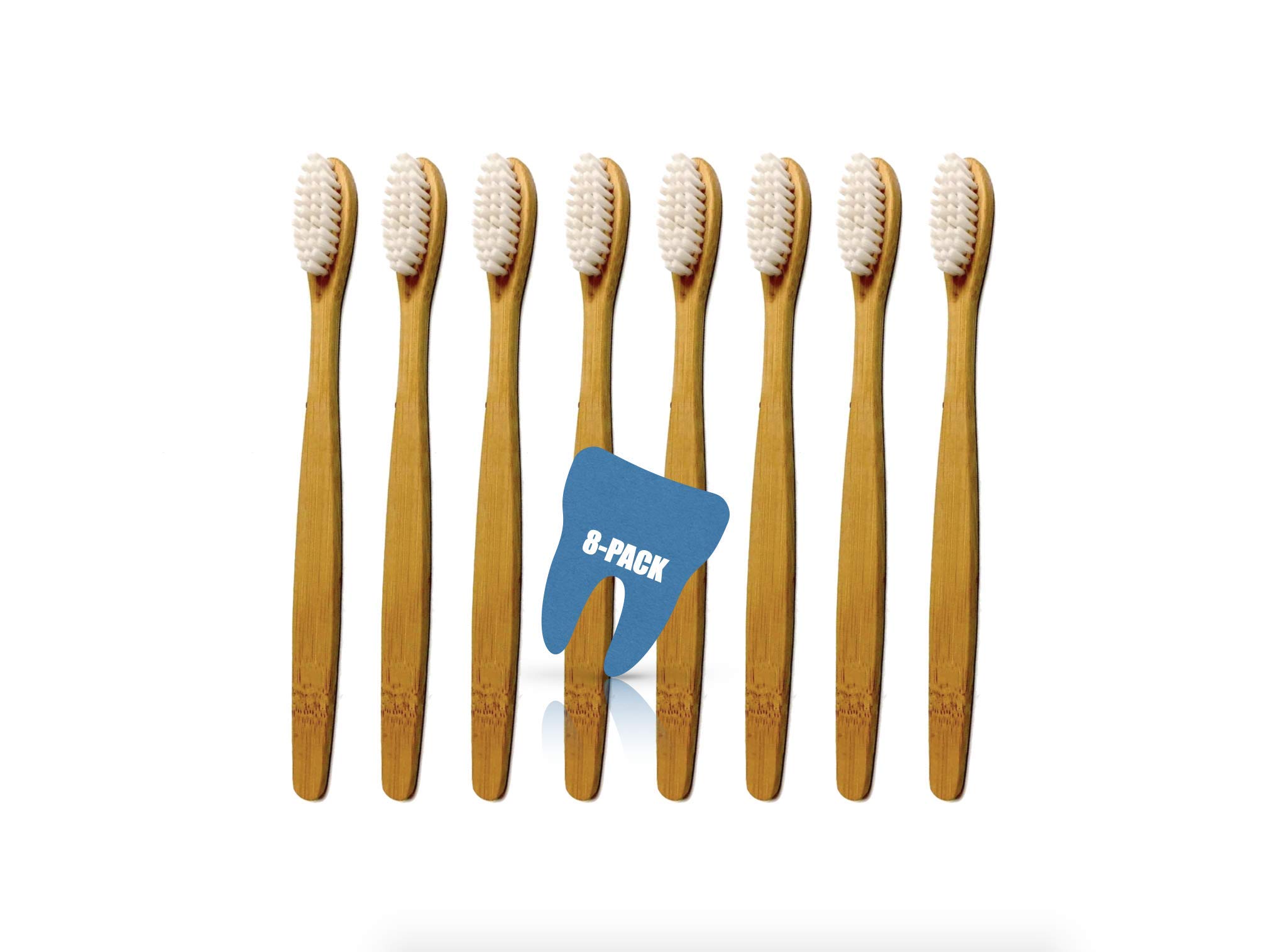 Organic, BPA-Free Bamboo Toothbrush - Biodegradable, Environment-Friendly, Natural, Compostable, Vegan - Clean Teeth, Clean Conscience, Good Oral and Heart Health (8-Pack, White - Hard Bristle)