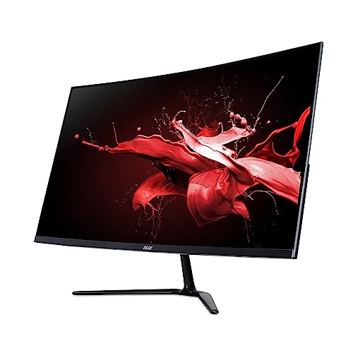 acer Nitro 31.5" Curved FHD Monitor, 32 inch 1500R Zero-Frame Display, FreeSync, 75Hz Refresh Rate, 1ms Response time, Adjustable Tilt, HDMI, VGA w/GM Accessory, Black