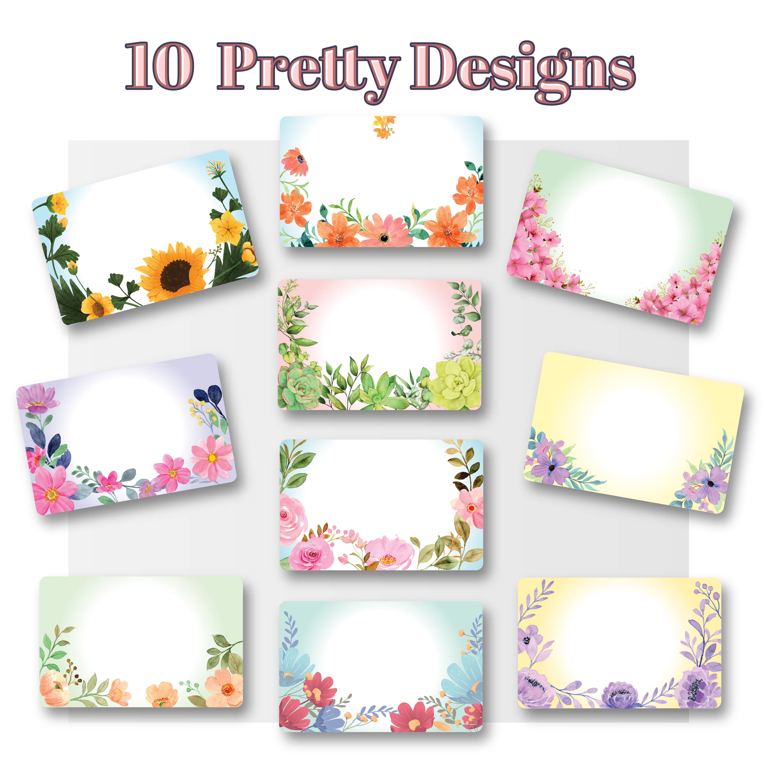 350 Pack Hello My Name is Stickers Identification Badges, 3.5" X 2.25" Peel and Stick for Conferences, Offices and Schools - Made in The USA (Floral)