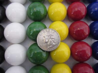Big Game ~30 Large 1" (25mm) Replacement Solid Glass Marbles for Chinese Checker, Aggravation, Wahoo, Dirty Marbles, Board Game (5 of Each Color)