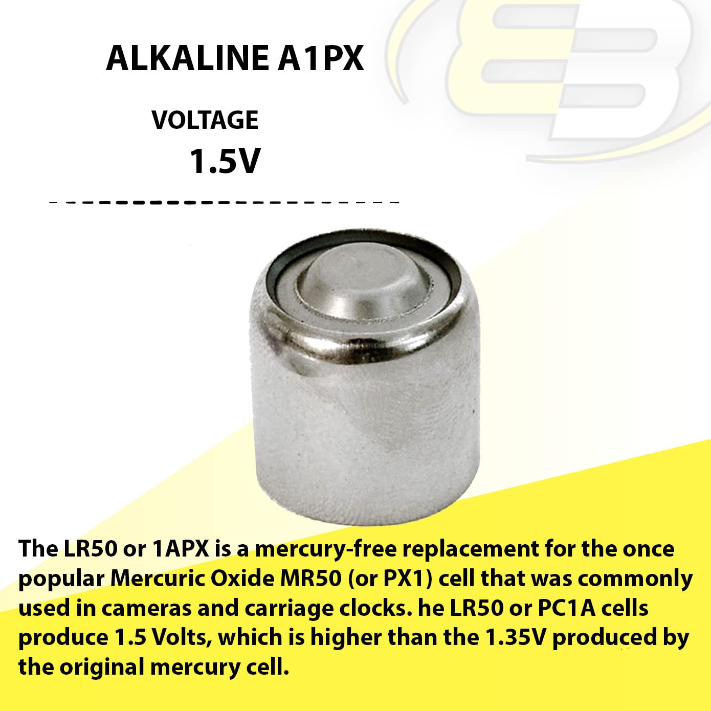 Exell Battery A1PX Battery Replaces Mallory BMR50 EPX1 H-P MR50 RM-1N RM1