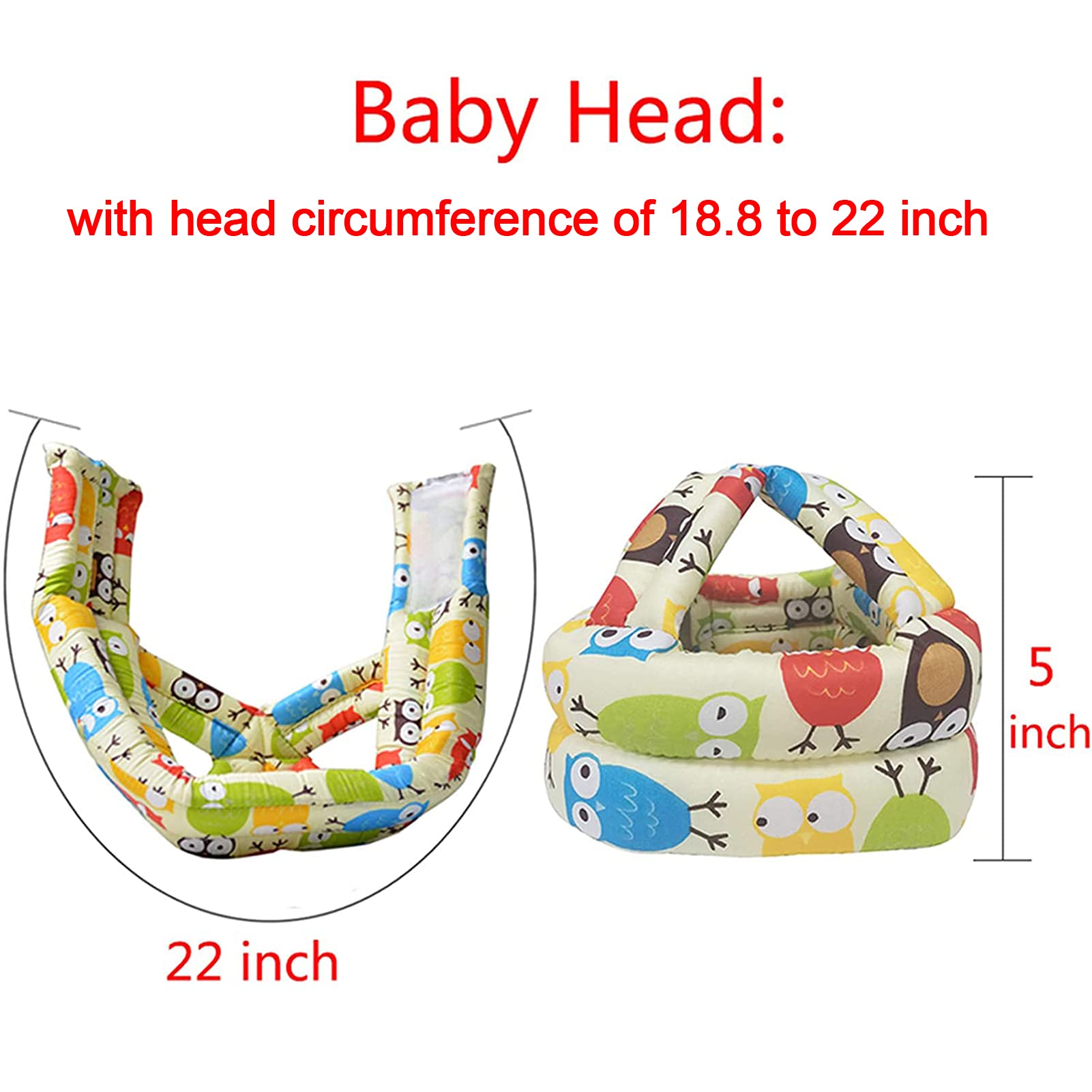 IULONEE Baby Infant Toddler Helmet No Bump Safety Head Cushion Bumper Bonnet Adjustable Protective Cap Child Safety Headguard Hat for Running Walking Crawling Safety Helmet for Kid (Beige Owl)