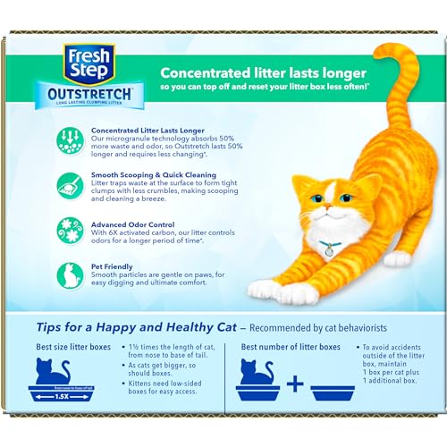 Fresh Step Outstretch, Clumping Cat Litter, Advanced, Unscented, Extra Large, 32 Pounds total (2 Pack of 16lb Boxes)