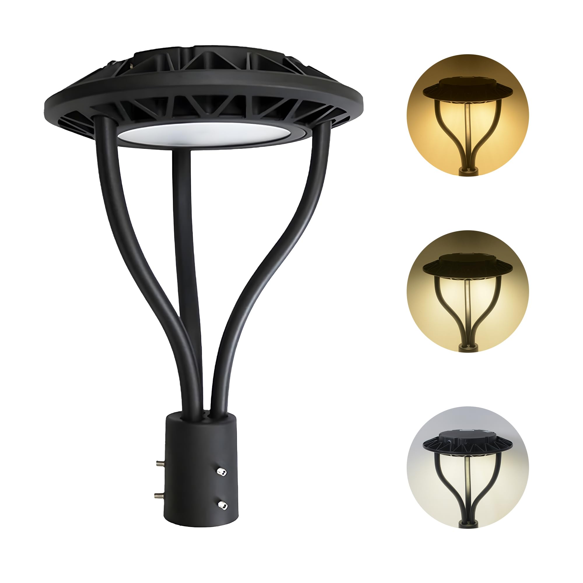 LED Post Top Pole Light with Dusk to Dawn Photocell, 20W/30W/40W/60W Wattage Selectable, 3000K/4000K/5000K CCT Tunable, LED Garden Area Lights for Pathway IP65 Waterproof