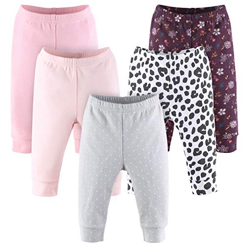 The Peanutshell Floral and Animal Print Baby Pants Set | 5 Pack | Newborn to 24 Month Sizes (12 Months) Multicolored