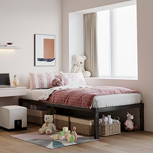 Artimorany Twin XL Bed Frames 18 Inch Tall, Heavy Duty Metal Platform, 2500lbs Steel Slats Support, No Box Spring Needed, Noise Free, Easy Assembly Black