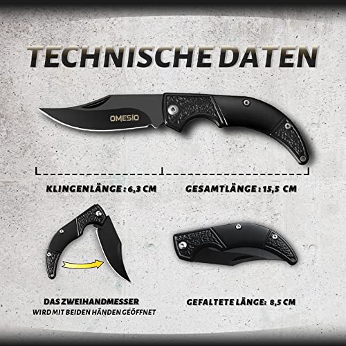 Omesio Pocket Knife Mini 3.34 inch Small Two-Handed Folding Knife Two-Handed Knife Keychain Knife Outdoor Sharp Black
