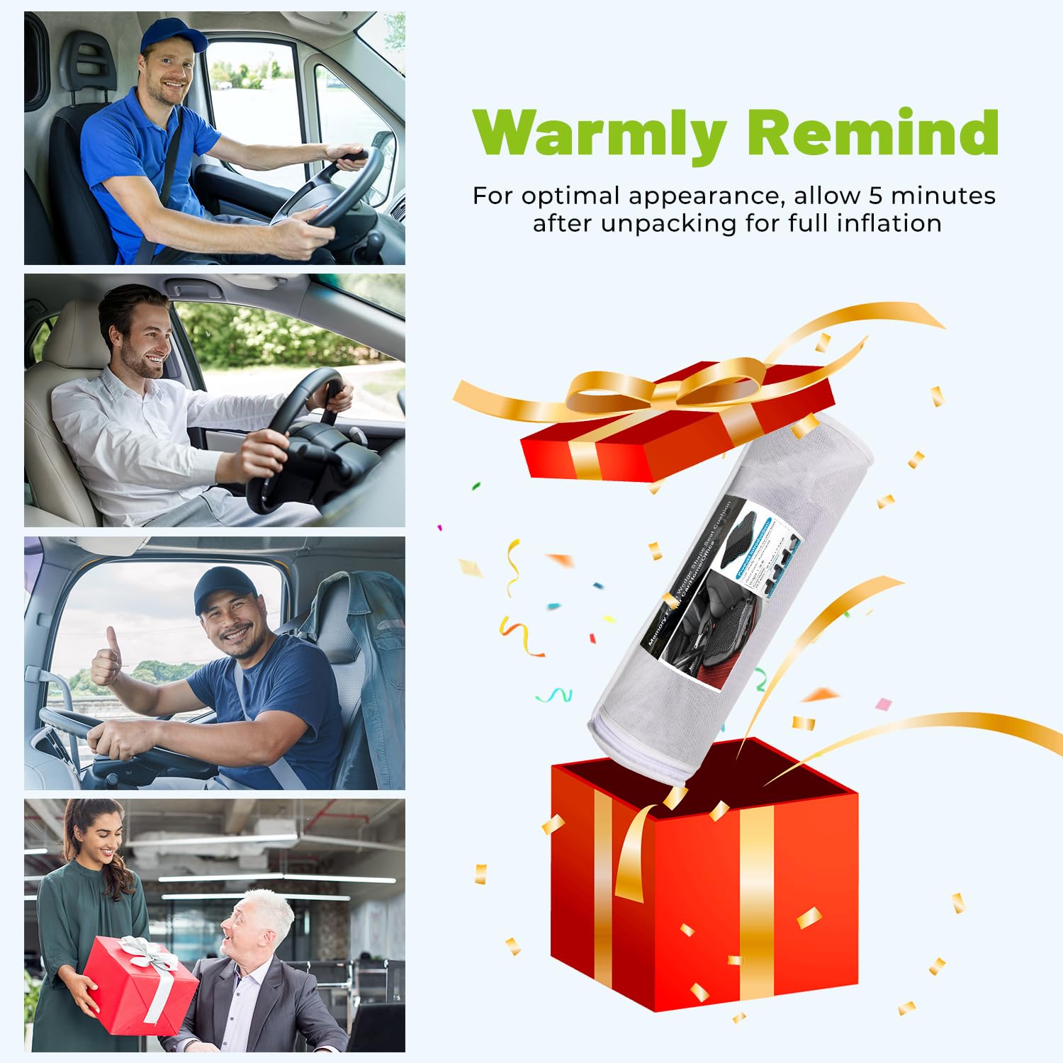 Wedge Car Seat Cushion for Driving Broaden Vision by Raised Back- Soft Dense Memory Foam Car Seat Cushion for Car Seat Driver/Passenger Offer Comfort and Relief for Sciatica,Hip,and Coccyx Pain(Black)