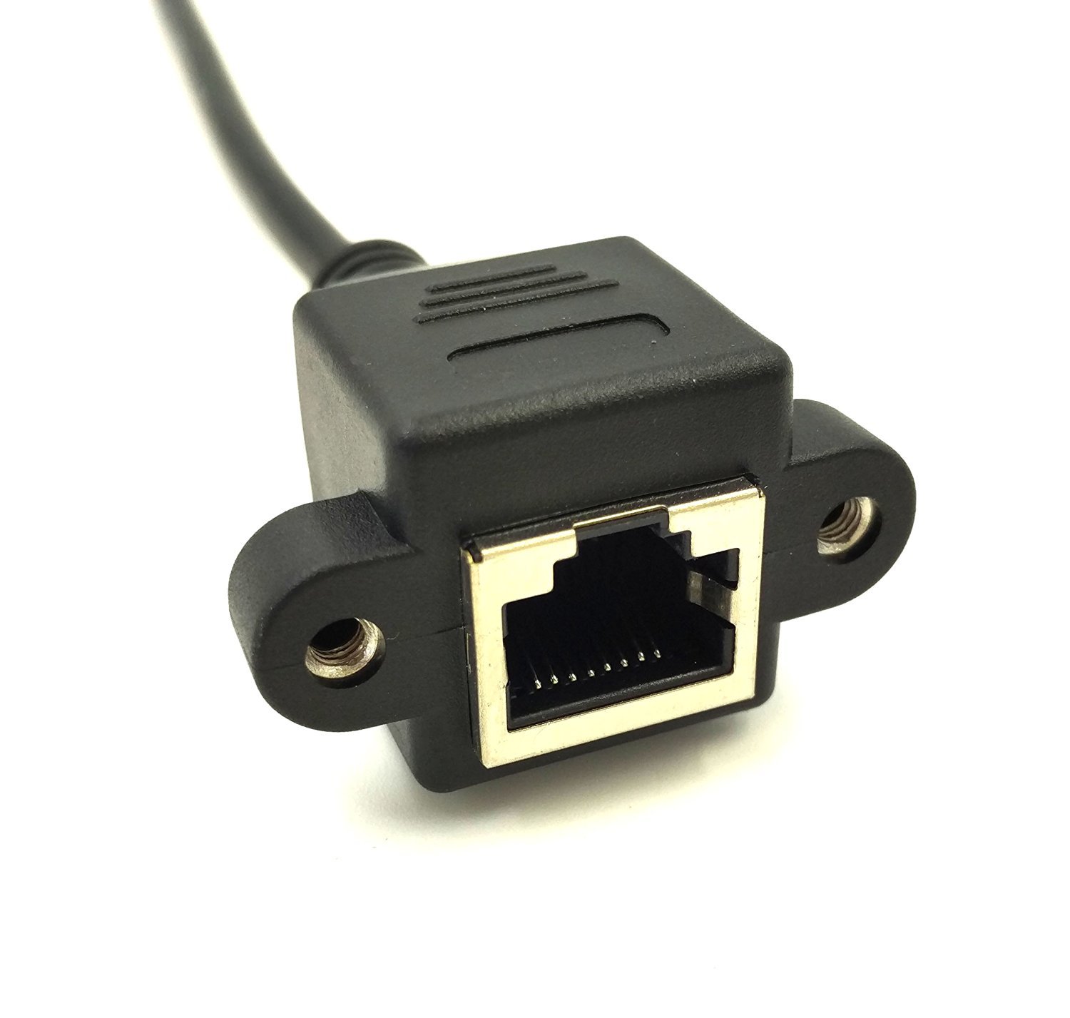 Qaoquda CAT6 Network Extension Cable,90 Degree RJ45 A Male to A Female Screw Panel Mount Extension Cable,Support Ethernet Cat 5e/Cat 6-10 inch (Right)
