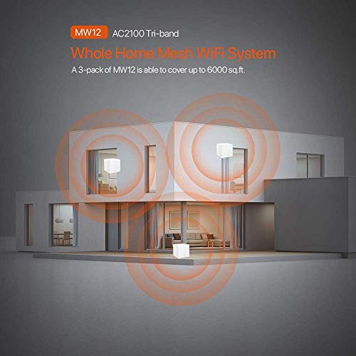 Tenda Nova AC Tri Band Mesh WiFi 5 System, White, 3/Pack (NOVA MW12 3PK)