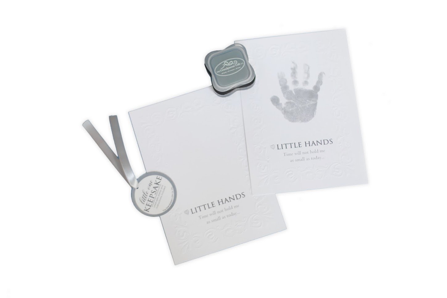 The Grandparent Gift Baby Keepsake Kit Farm House Style Frame, Handprint, Grey