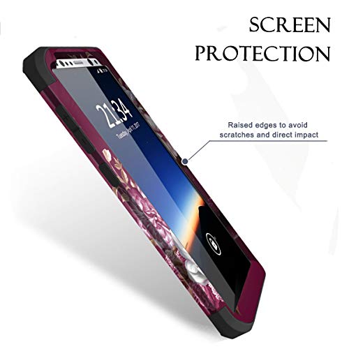 Hocase Galaxy S8 Case, Heavy Duty Shockproof Protection Soft Silicone Rubber Bumper+Hard Plastic Hybrid Dual Layer Protective Case for Samsung Galaxy S8 (SM-G950U) 2017 - Burgundy Flowers