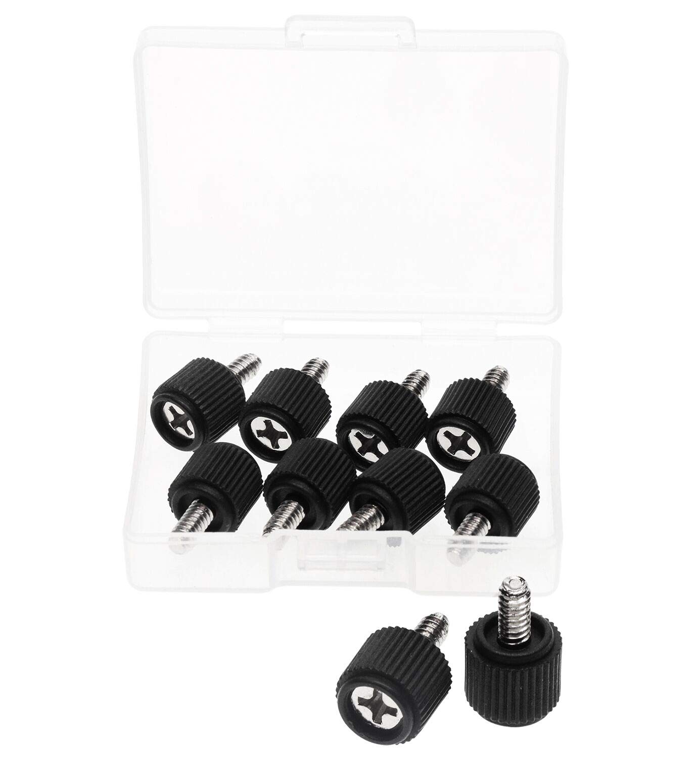 ONLYKXY #6-32 Computer Case Fastener Screws Black PC Computer Case Screw Hand Tighten Thumb Screws (10pcs)
