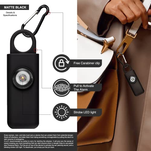 The Original Self Defense Siren Personal Safety Alarm for Women, Men, Kids, Elderly - SOS LED Strobe Light - Air Travel/TSA Friendly - Emergency Safe Key Chain Device, Pocket Size - 2 Units