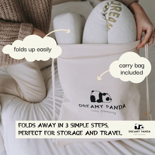 DREAMYPANDA Bed Bumpers for Toddlers β Bed Rail for Toddlers β Soft & Breathable Pillow with Washable Bamboo Cover β White, Size L, Portable Travel Bag (2 Pack)