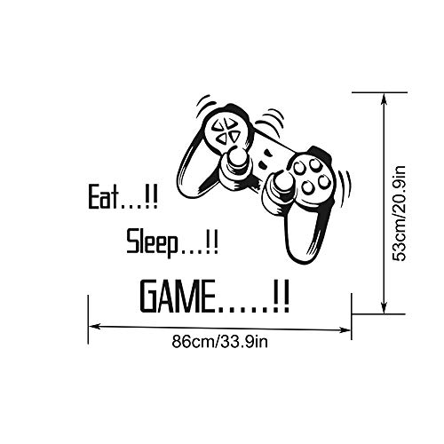SITAKE Game Themed Wall Stikcers Decor, EAT Sleep Game Controller Gaming Quotes for Boys Men, Kids Wall Decor and Wall Stickers for Playroom, 20.9 x 33.9 Inch