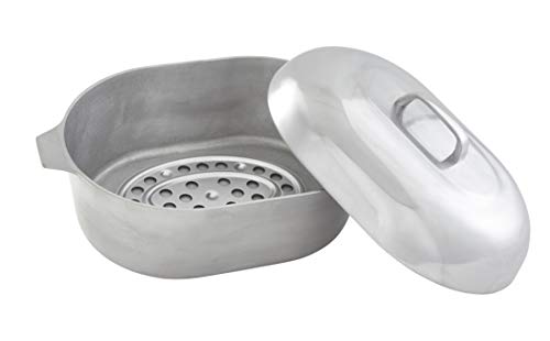 IMUSA USA Heavy Duty Cajun Oval Aluminum Roaster 15, Silver