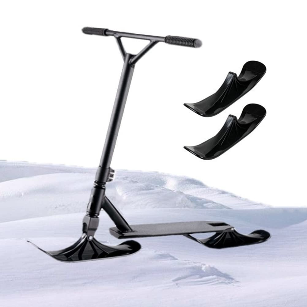 2pcs Snow Scooter Ski Skate Board Sled Conversion Kit Winter Cycling Ski Attachment for Kids Car Scooter Two-Wheel Sled Accessories Riding Tyre Replacement