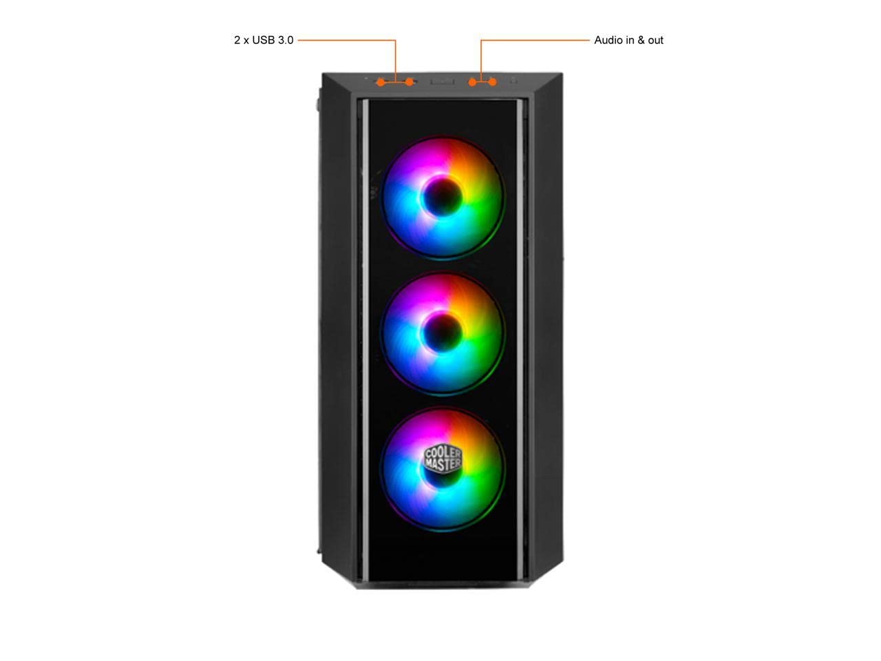 Cooler Master MasterBox Pro 5 RGB ATX Mid-Tower with Three 120mm RGB Fans, Front DarkMirror Panel, Tempered Glass, RGB Splitter Cable & RGB Lighting System