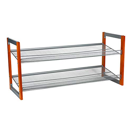 Organize It All Stackable Shoe Storage Rack | Dimensions: 12.75 x 35.25 x 33.46 inches | 4 Shelves | Holds 16 Pairs | Freestanding | Space Saver | Durable | Home Organization | Grey