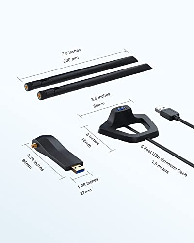 BrosTrend Linux WiFi Adapter for Ubuntu, Mint, Kali, Debian, Lubuntu, Xubuntu, Mate, Zorin, PureOS, Raspberry Pi 2+, Windows 11, 1200Mbps, 5GHz/2.4GHz, Long Range 2X5dBi Antennas, USB3.0
