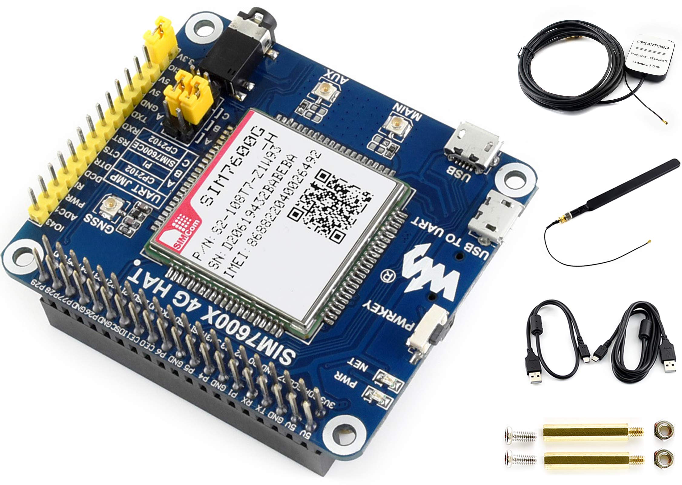 waveshare 4G/3G/GNSS HAT for Raspberry Pi 4B/3B+/3B/2B/Zero/Zero W/Zero WH and Jetson Nano,Based on SIM7600A-H,4G Communication GNSS Positioning,LTE-FDD B2/B4/B12 Brand Support LTE CAT4 up to 150Mbps