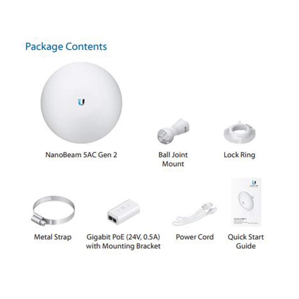 NanoBeam AC NBE-5AC-Gen2-US 4 Units 5GHz High-Performance airMAX ac Bridge CPE with Dedicated Management Radio