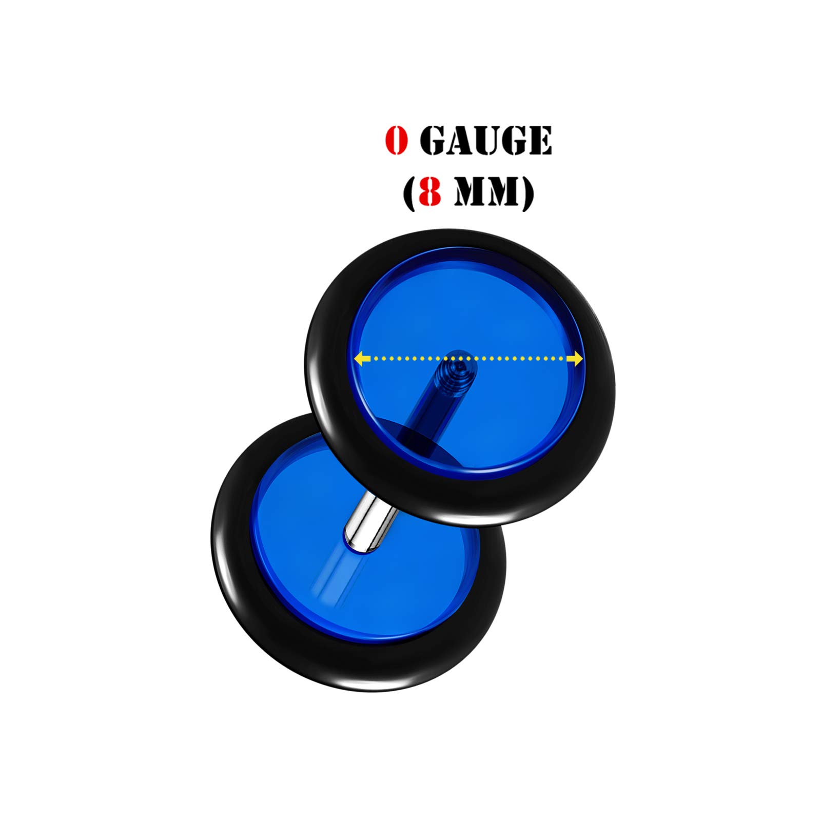 2 Pairs Clear Acrylic 16gauges 1.2mm 8mm Fake Glow in the dark O Ring Plugs Piercing Illusion Earring Cheater Ear Lobe BG8195