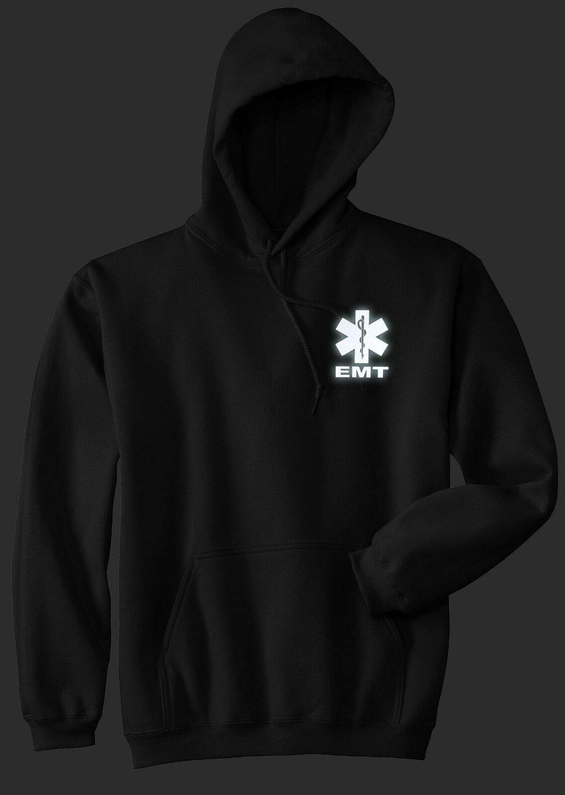 Smart People Clothing EMT Hoody, Reflective Logo Soft Fabric, Medical Emergency, First Responder Black