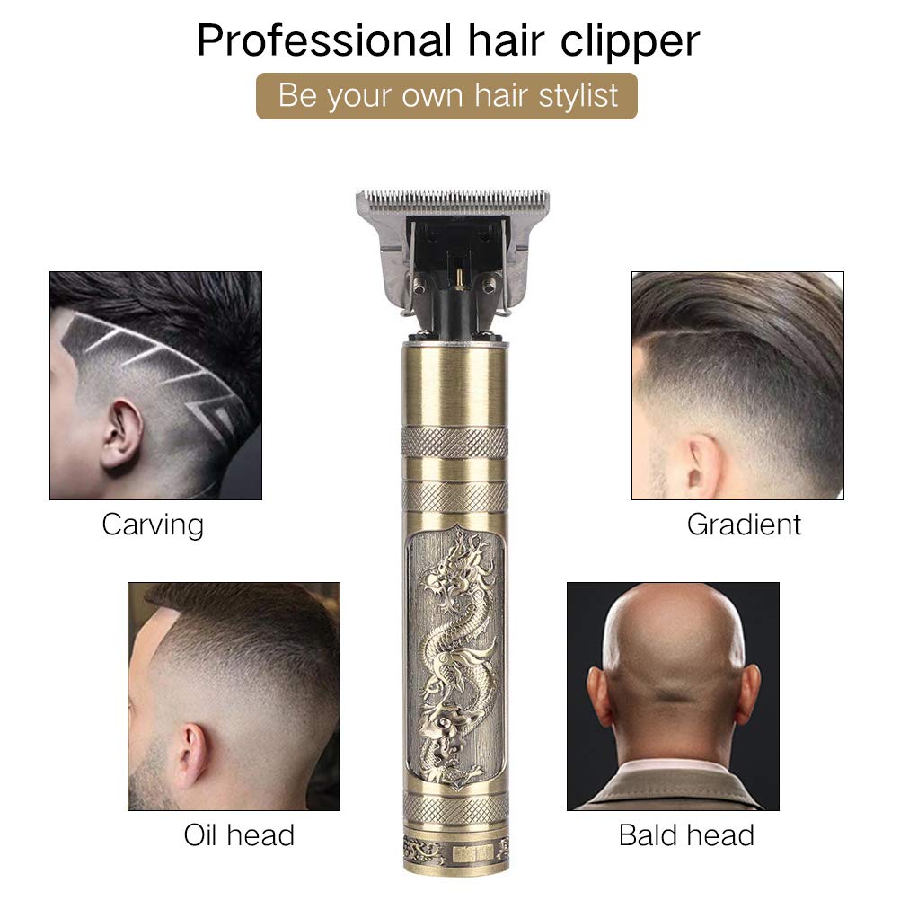 Professional Electric Pro Li Outliner Hair Clippers for Men, Cordless Rechargeable Zero Gapped Cutting T Blade Trimmer, Haircutting Baldhead Beard Shaver Barber with 4 Guide Combs 2 Battery
