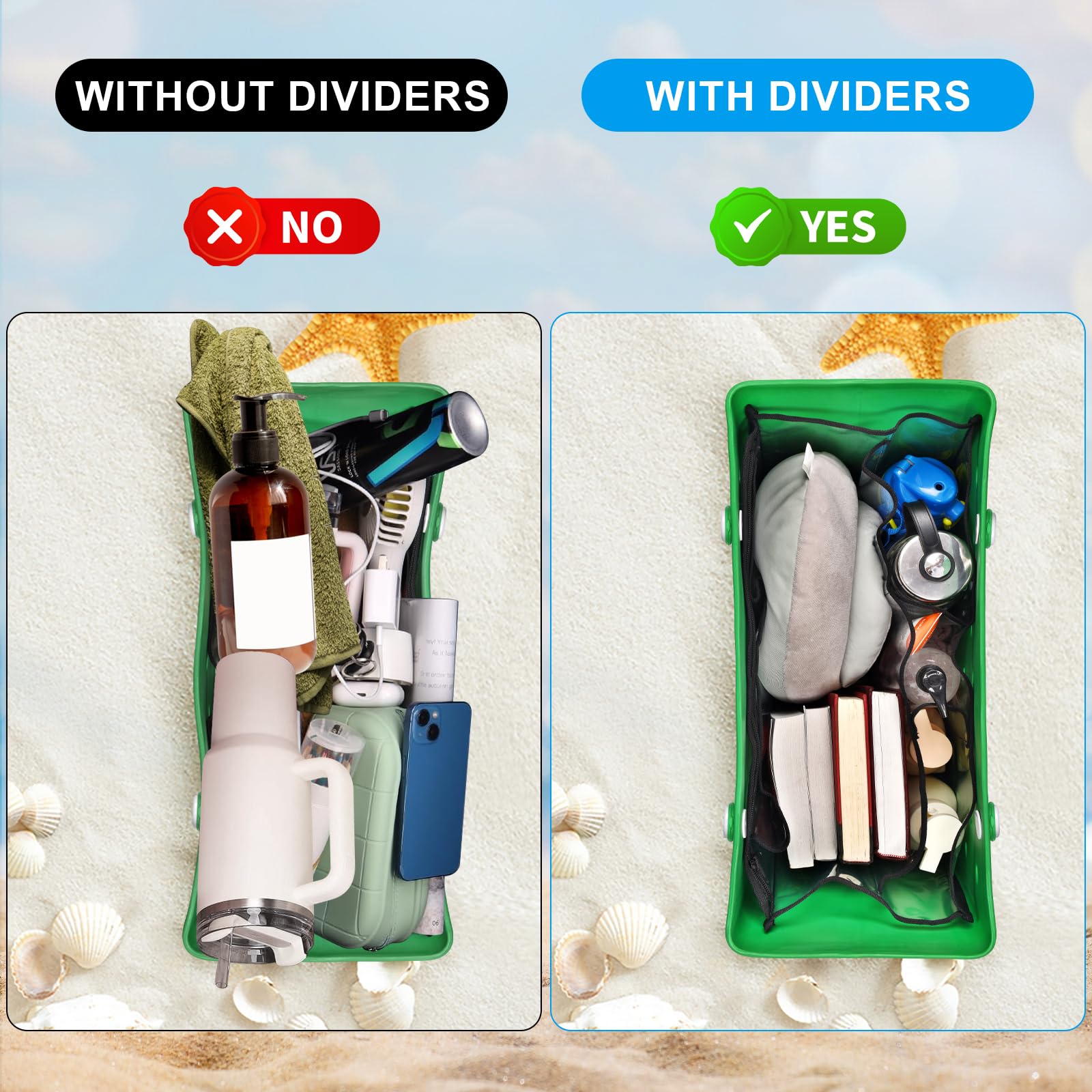 2024 NEW Accessories for Bogg Bag - Divider for Bogg Bag XL,Inserts for Bogg Bag, Bag Dividers, Organizer for bogg bag and Divide Space,Transparent & Black