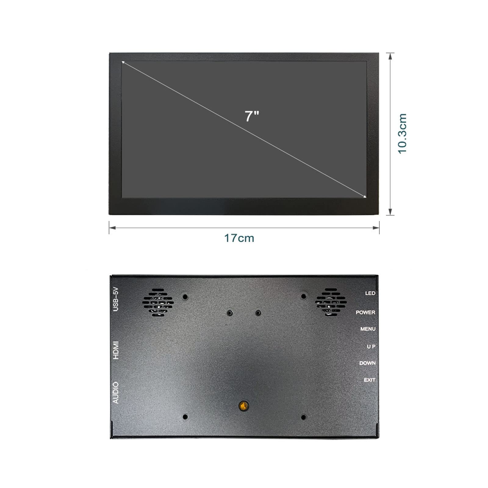 7-inch/10.1-inch Touch Screen Display Portable Screen Display Resolution 1024 * 600 Interface: 1×HDMI, 1×microUSB, 1×audio Output (Color : 7")