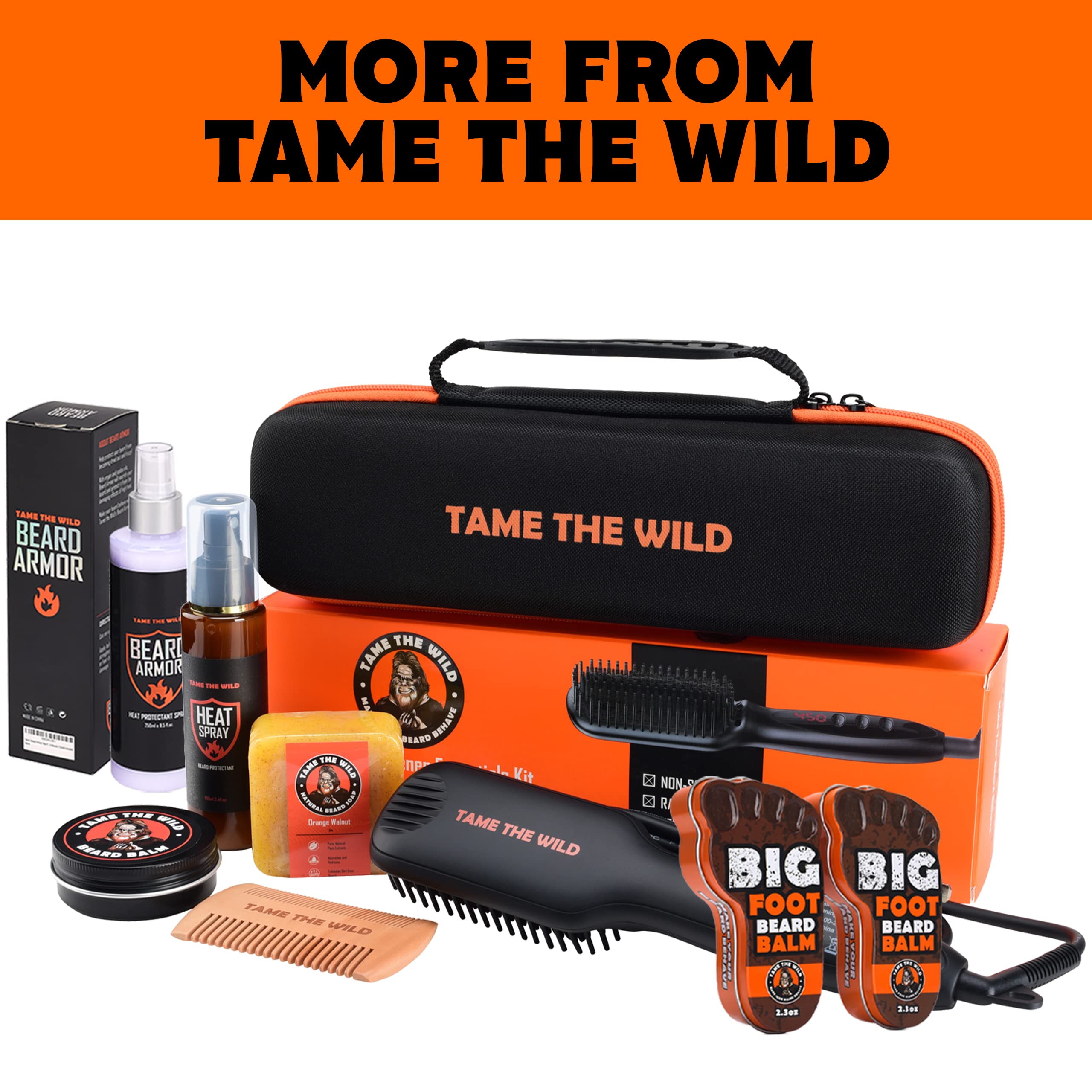 TAME THE WILD MAKE YOUR BEARD BEHAVE Bigfoot Beard Balm - Two 2.3 Oz Tins for Men with Shea Butter and Beeswax - Beard Conditioner - Sandalwood & Orange Citrus Scent