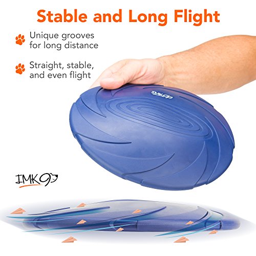 IMK9 Dog Frisbee Toy - Soft Rubber Disc for Large Dogs - Frizbee for Aggressive Play – Heavy Duty Durable Frisby for Pets – Lightweight, Interactive Flying Toy for Training Fetch, Tug of War, Catch