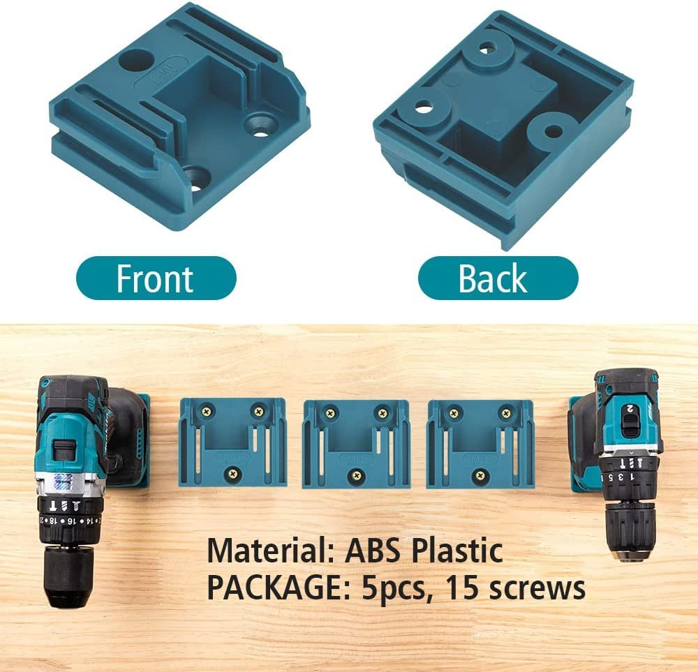 5 Packs Tools Drill Mount Holder,Lithium Battery Power Tool Storage Seat Scratch-Type Wall-Mounted Tool Rack Is Suitable For 14.4-20V Makita Tool Holder Dock Hanger with Screws
