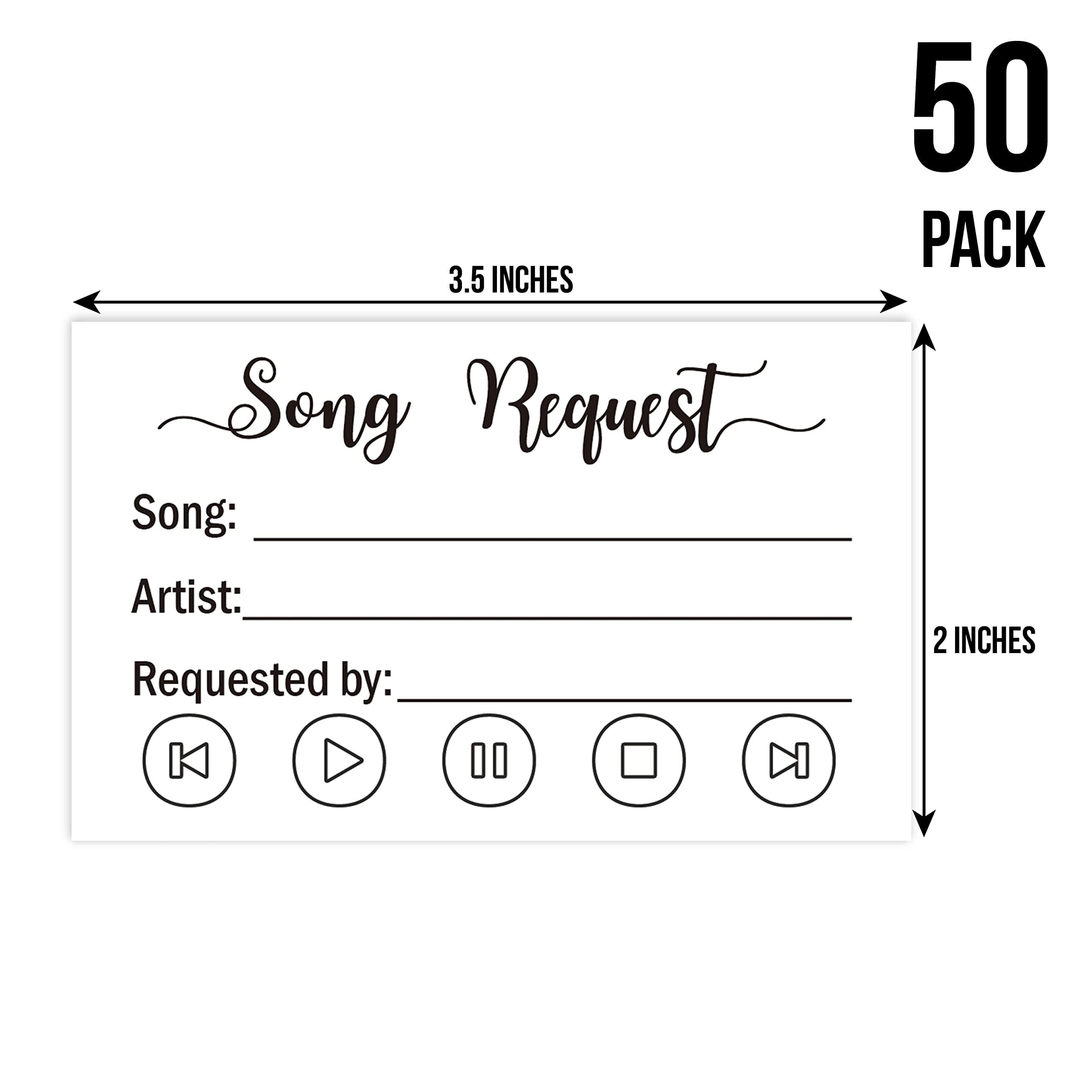 TENTADO 50 Song Request Cards for Wedding DJ, Prom, Party, Response Card, Plain RSVP kit for Wedding, Baby Bridal Shower, Birthday, Invitations, 3.5 X 2 inches
