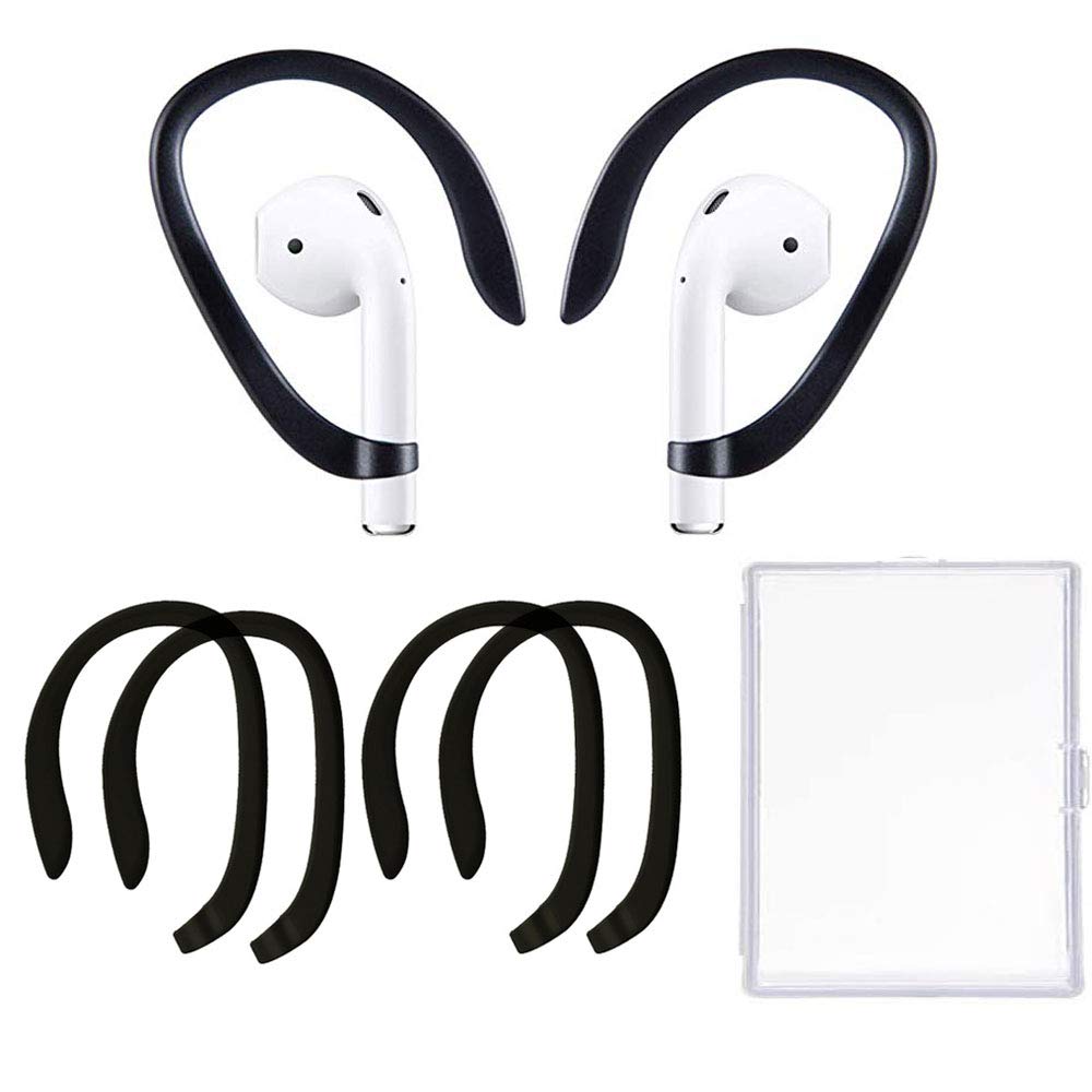 2 Pairs Ear Hooks Accessories Compatible with Apple AirPods 1 & 2 & 3 and Pro Sports Headset EarHooks Great with Cycling,Gym,Dancing,Running,Fishing and Other Sports (Black)