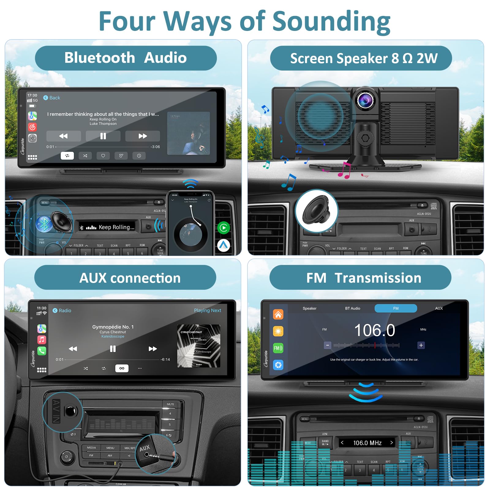 2024 Newest Carpuride W903 Wireless Carplay Android Auto Car Stereo with 4K Dash Cam, Backup Camera,Portable 9.3 Inch IPS Touch Screen,Car Radio Receiver with Mirror,Bluetooth,Drive Navigation